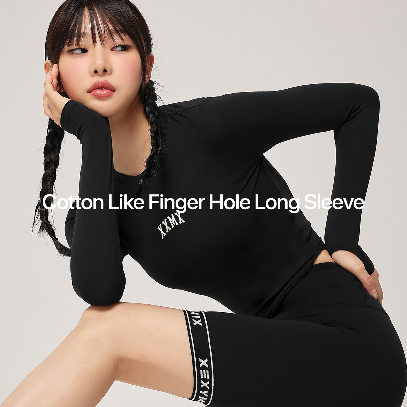 Cotton Like Finger Hole Long Sleeve - Black – XEXYMIX Australia
